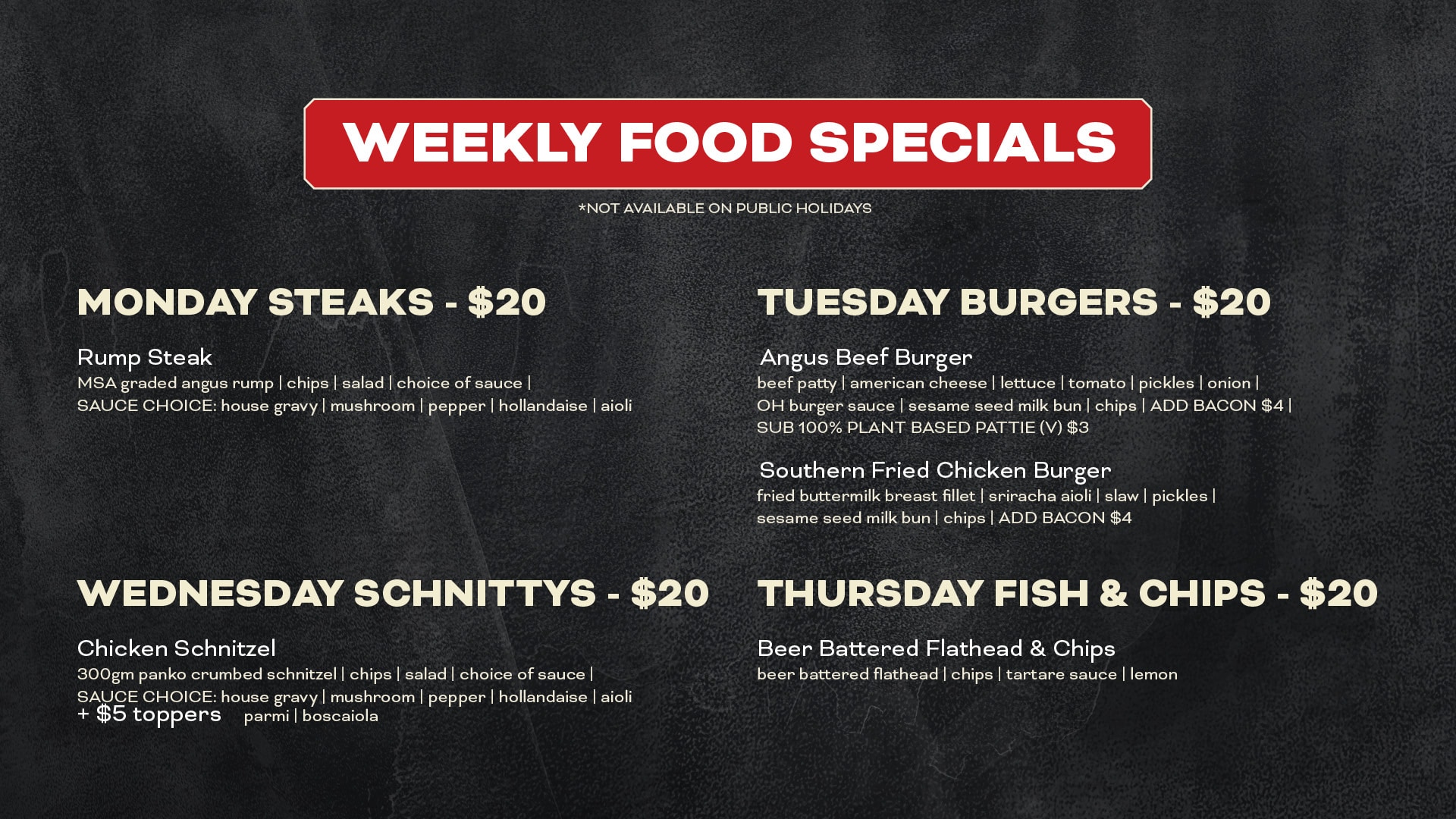 Food and Drink Menu | The Office Hotel Sydney